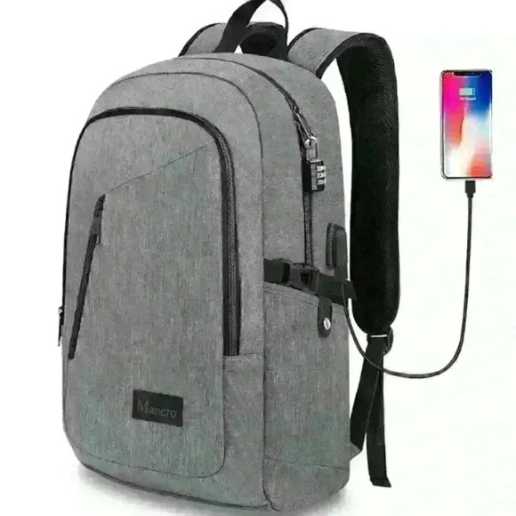 Mancro | Bags | Travel Antitheft Laptop Backpack With Usb Charging Port ...